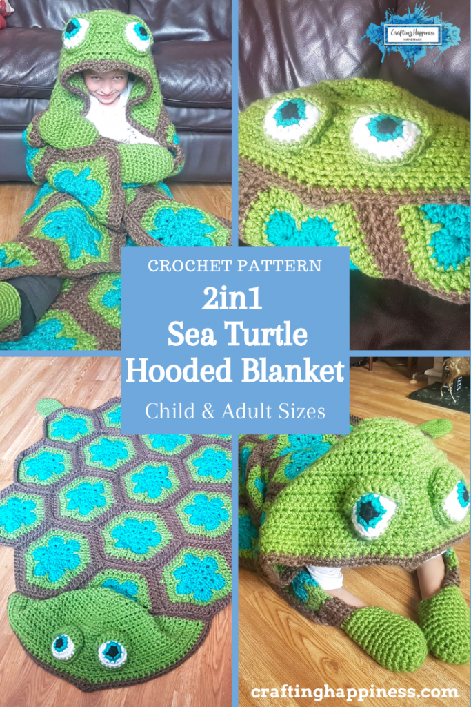 2in1 Turtle Hooded Blanket For Adults & Kids | Crafting Happiness