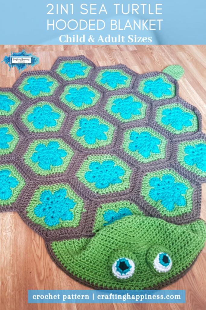2in1 Turtle Hooded Blanket For Adults & Kids | Crafting Happiness