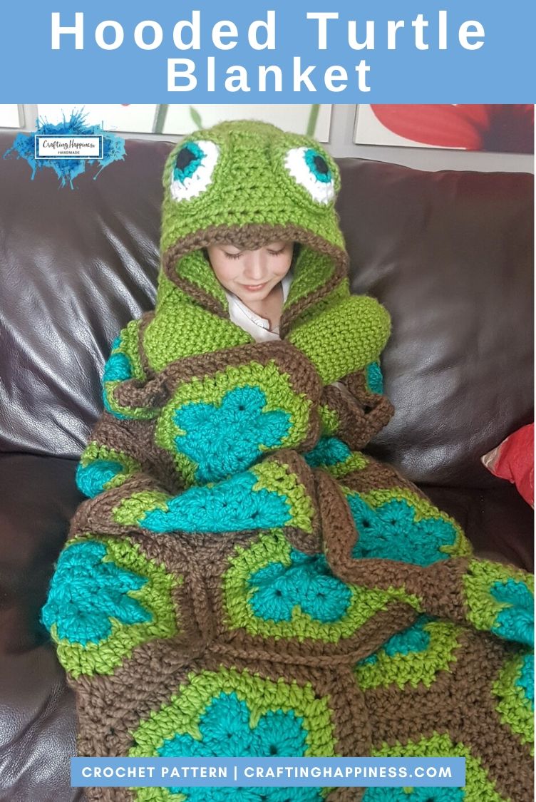 2in1 Turtle Hooded Blanket Crochet Pattern - Crafting Happiness