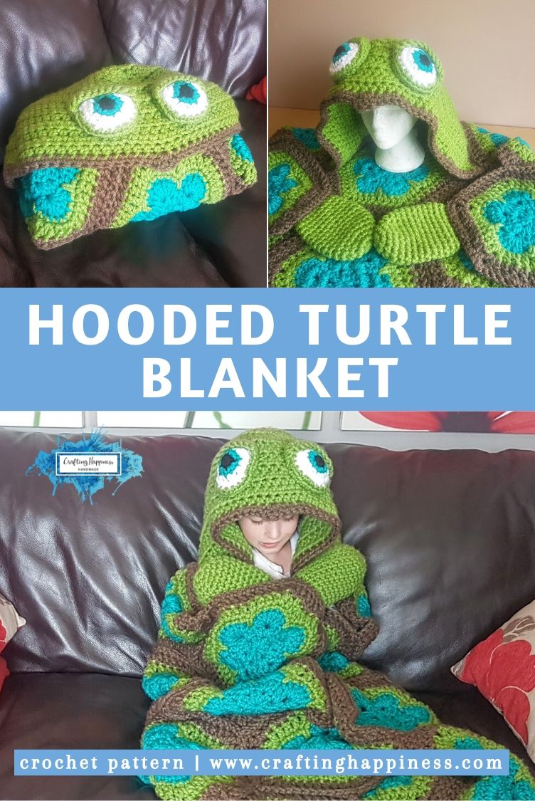 2in1 Turtle Hooded Blanket Crochet Pattern - Crafting Happiness