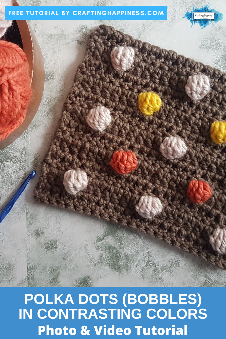 Crochet Polka Dots (Bobbles) In Contrasting Colors - Crafting Happiness