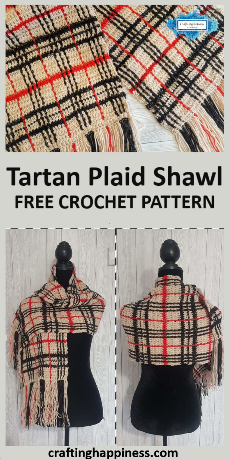 Tartan Plaid Shawl Free Crochet Pattern - Crafting Happiness