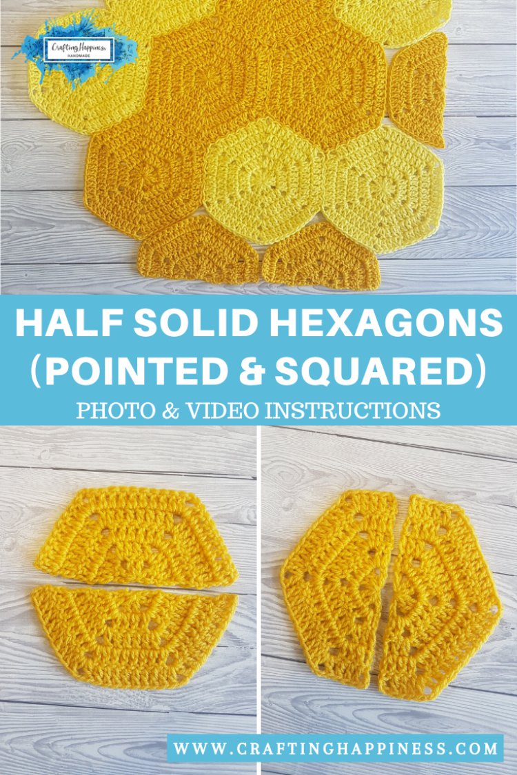 Crochet Half Solid Hexagon (Pointed & Squared) - Crafting Happiness