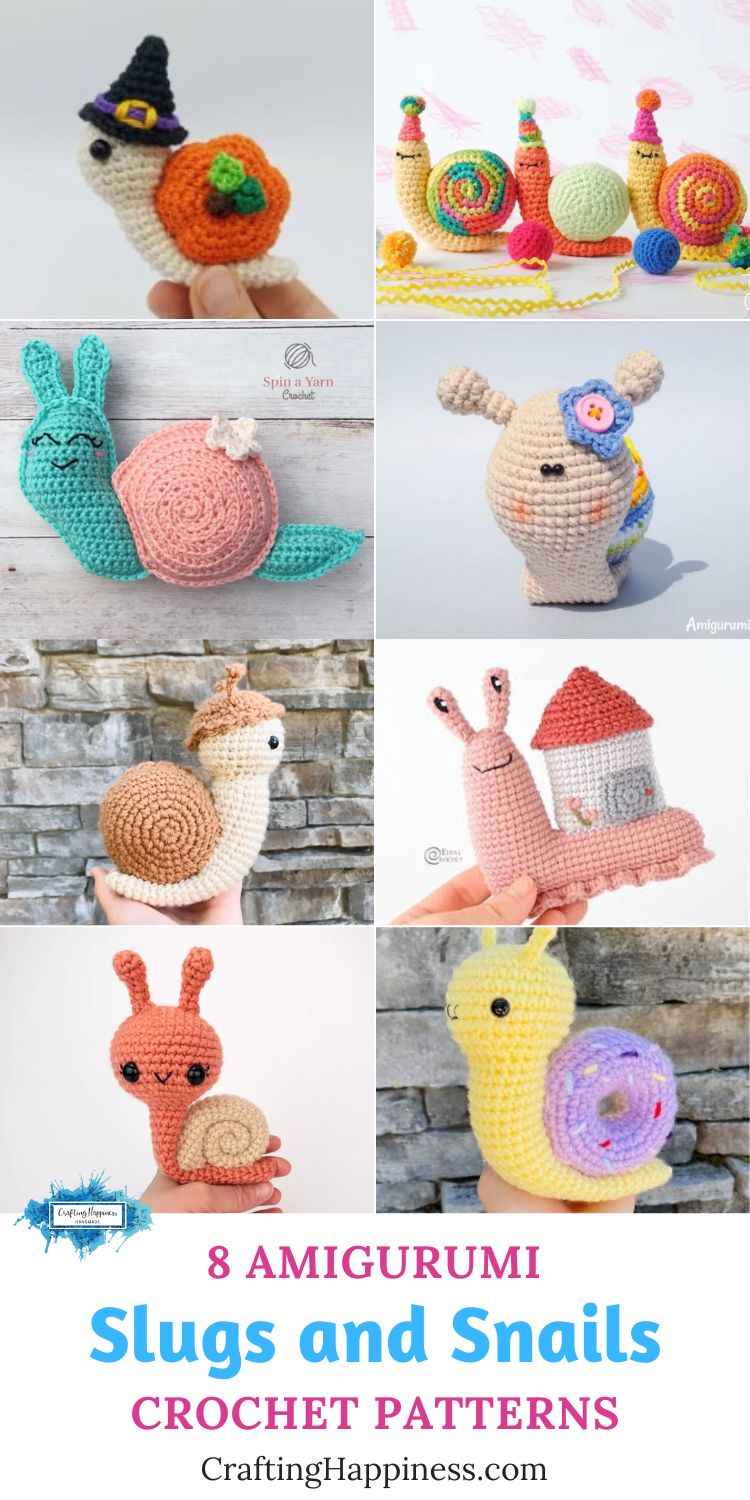 8 Crochet Amigurumi Slugs and Snails Patterns - Crafting Happiness