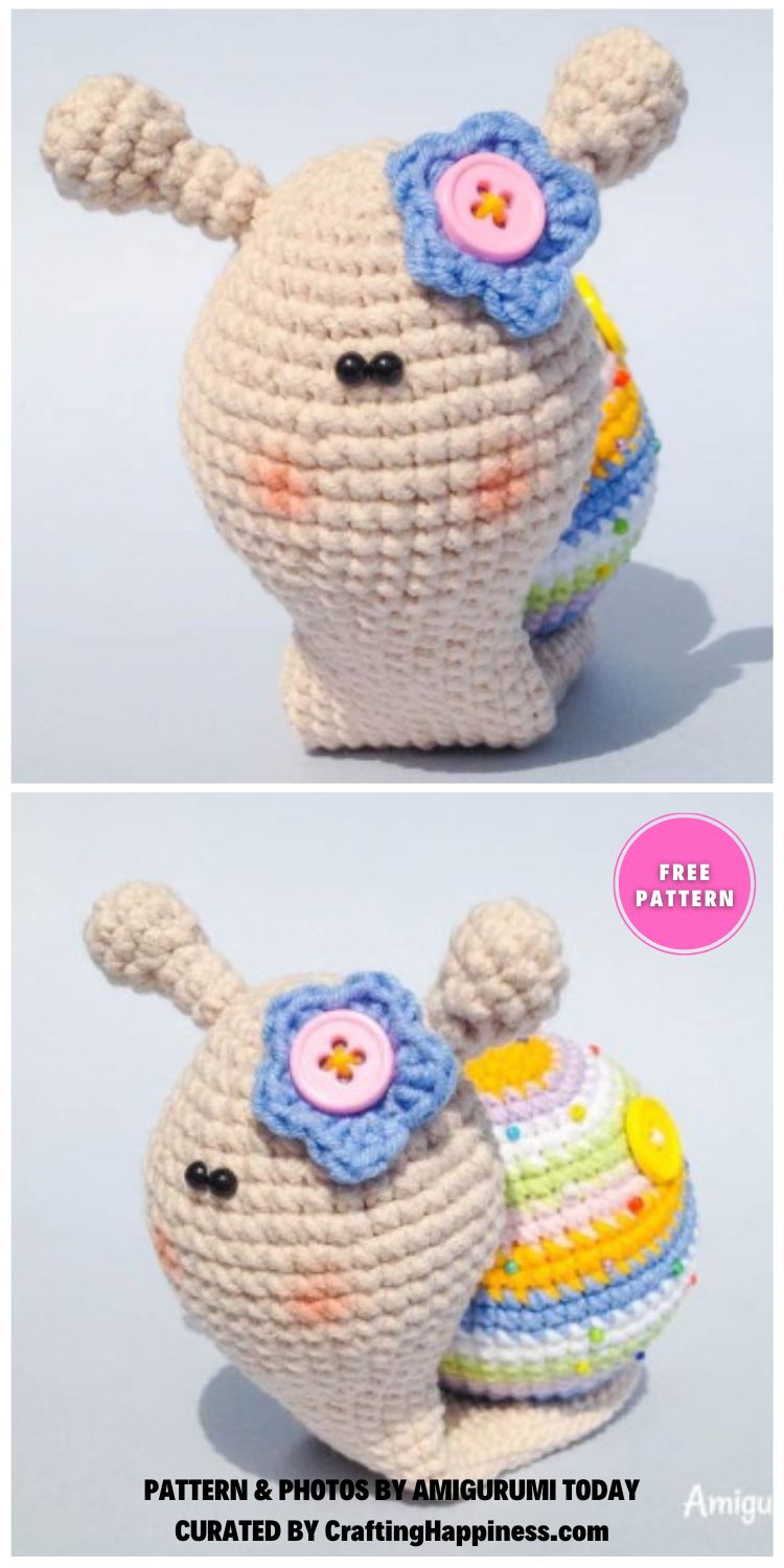 8 Crochet Amigurumi Slugs and Snails Patterns - Crafting Happiness