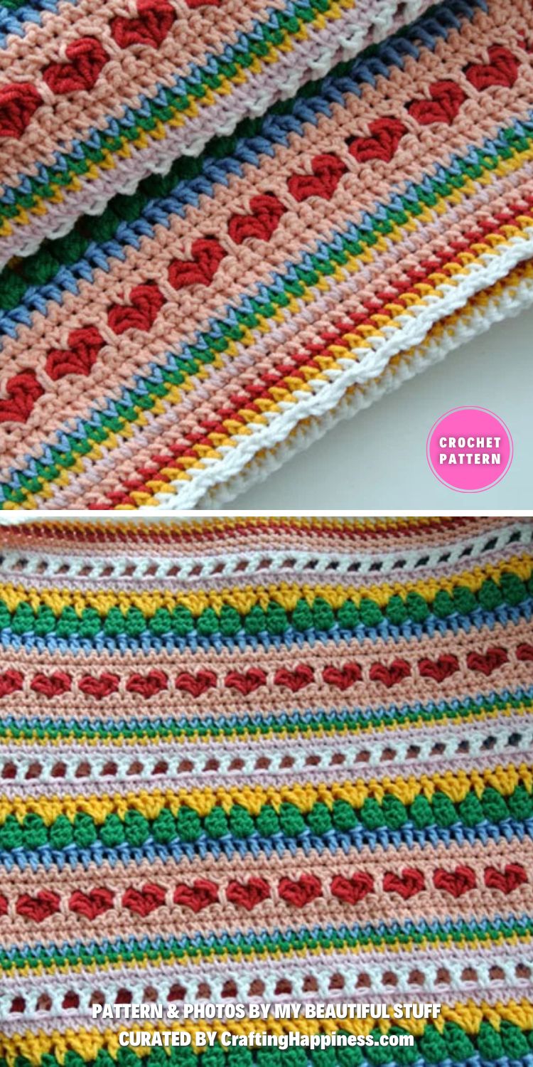 6 Crochet Heart Blanket Patterns For Valentine's Day - Crafting Happiness