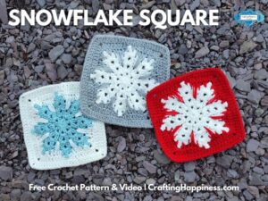 Free Crochet Snowflake Square Pattern + Video - Crafting Happiness