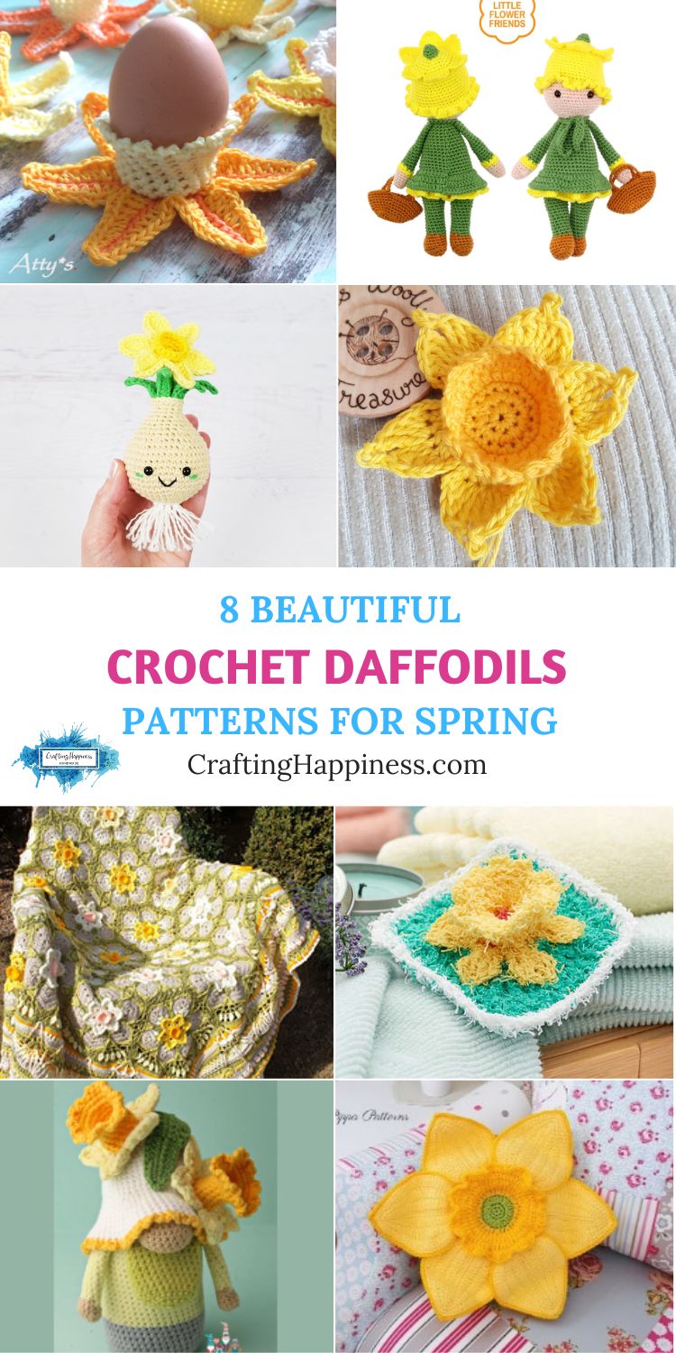 8 Beautiful Crochet Daffodil Patterns For Spring - Crafting Happiness