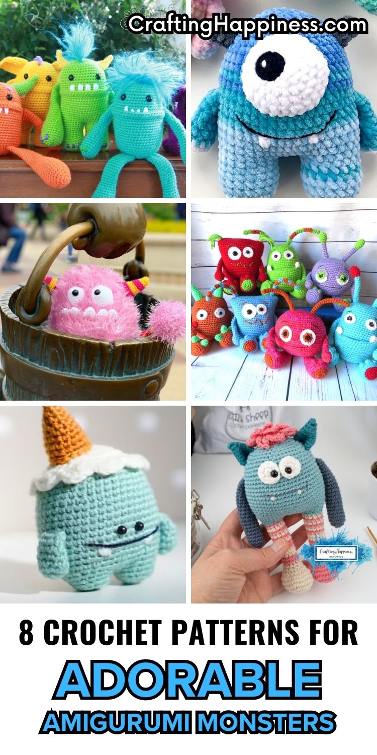8 Crochet Patterns For Adorable Amigurumi Monsters - Crafting Happiness