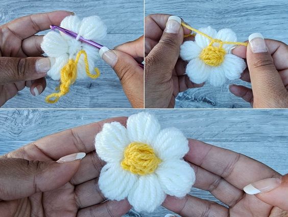 How to Crochet a Puff Stitch Daisy Flower: Free Pattern - Crafting Happiness