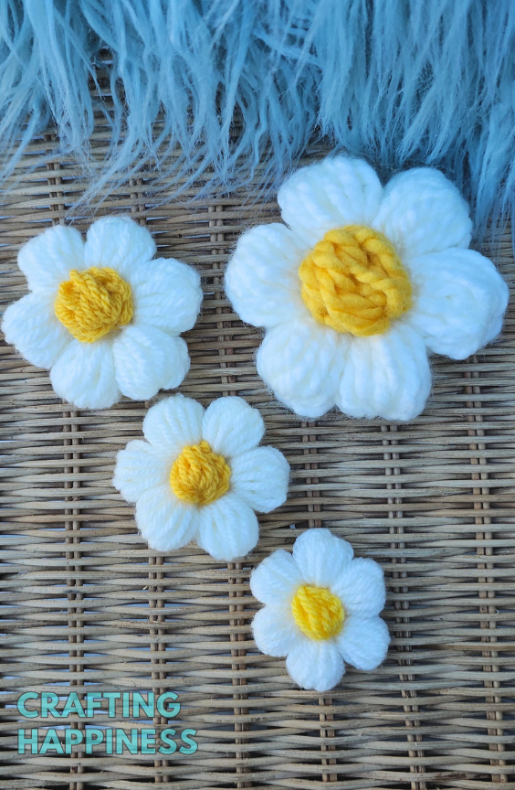 How to Crochet a Puff Stitch Daisy Flower: Free Pattern - Crafting Happiness