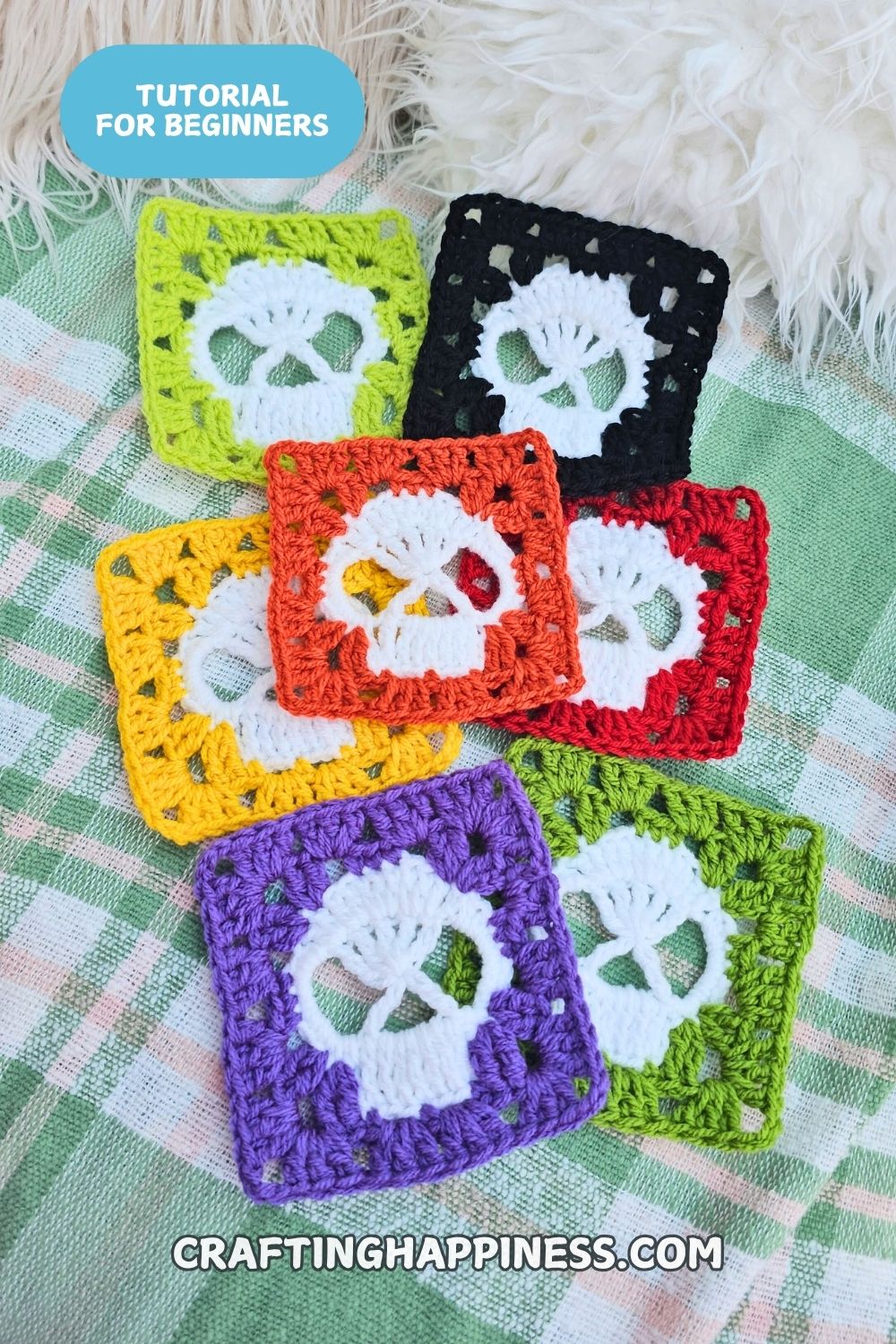 Free Crochet Skull Granny Square Crochet Pattern - Crafting Happiness