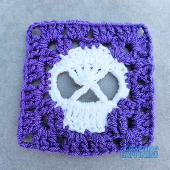 Free Crochet Skull Granny Square Crochet Pattern - Crafting Happiness
