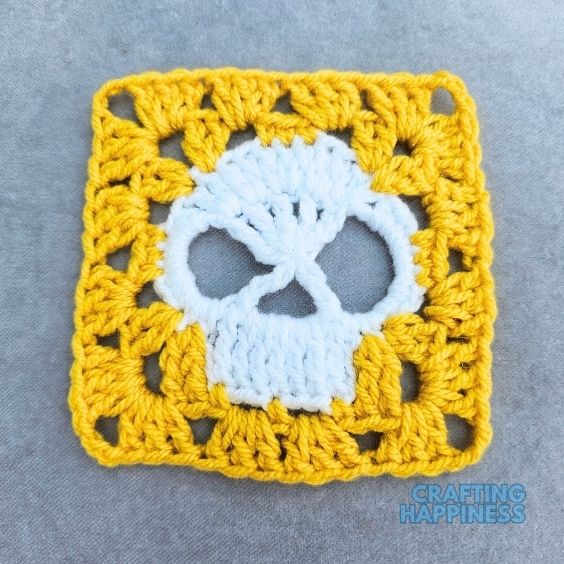 Free Crochet Skull Granny Square Crochet Pattern - Crafting Happiness