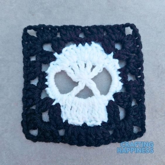 Free Crochet Skull Granny Square Crochet Pattern - Crafting Happiness