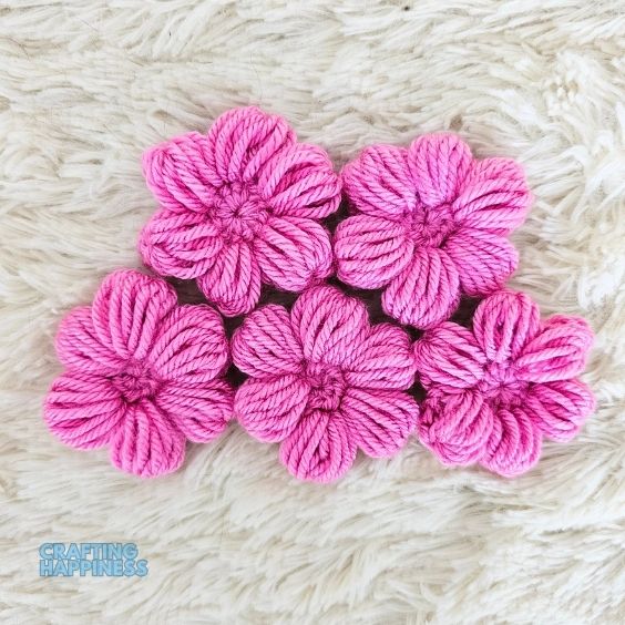Crochet Puff Flower Free Pattern & Video - Crafting Happiness