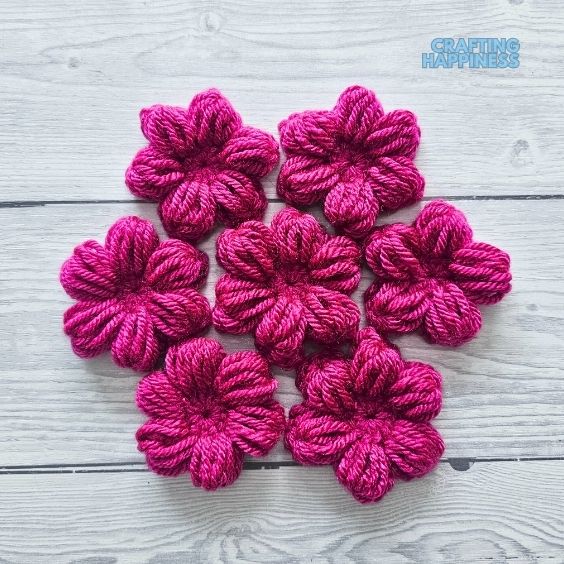 Crochet Puff Flower Free Pattern & Video - Crafting Happiness