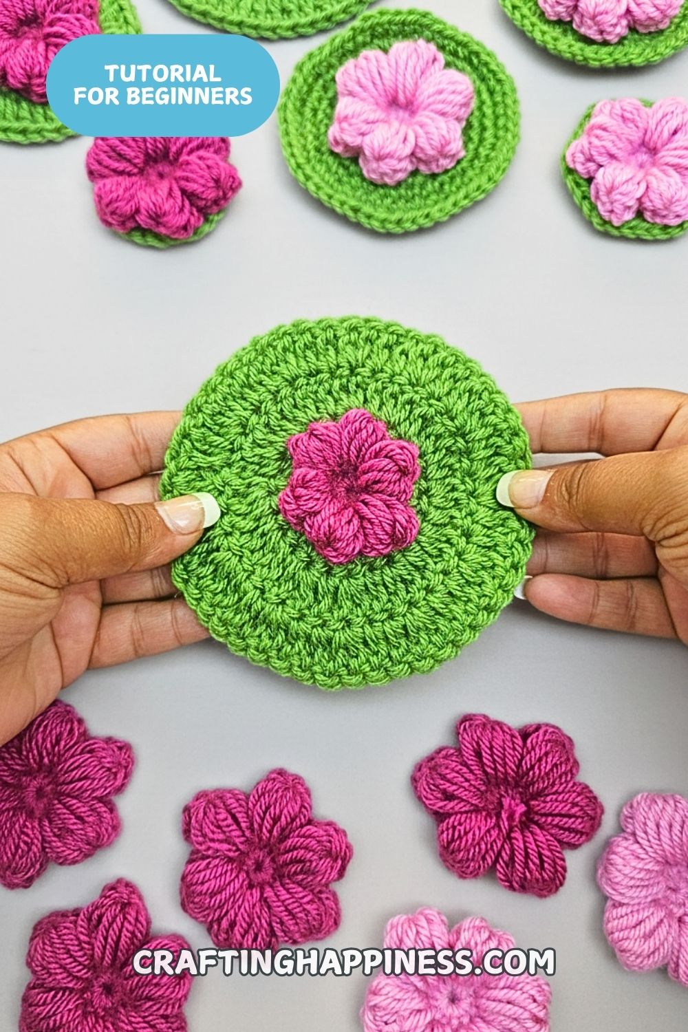 Turn Crochet Puff Flower Into Circle Motifs Using Double Crochet ...