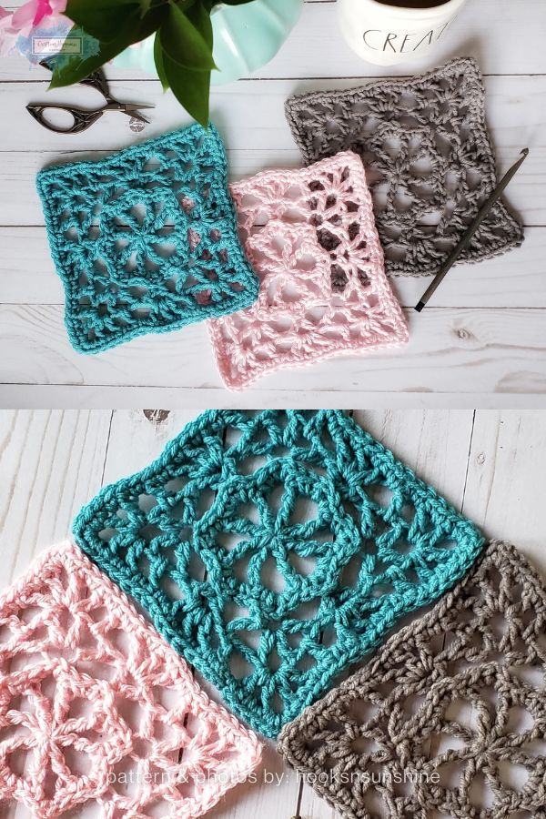 15 Free Lacy Crochet Square Patterns - Crafting Happiness